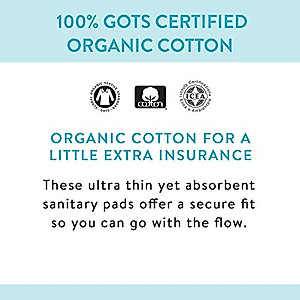 The Honest Company Organic Cotton Pads | Super | Hypoallergenic Pads with Wings | Ultra-Soft and Ultra-Thin | PH Compatible | Breathable | Plant-Based with Organic Cotton | 10 Count
