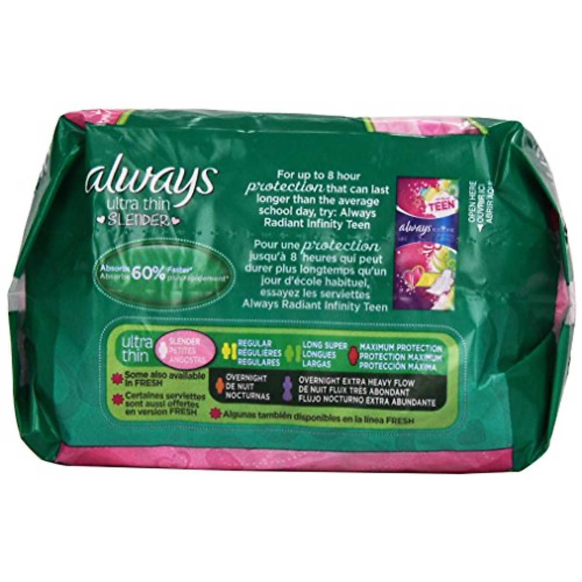 Always Ultra Thin Feminine Pads for Women, Slender FlexiWings, 36 Count