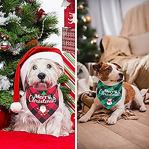 SLAUNT 2 Pack Dog Bandanas Christmas Classic Plaid Reversible Dog Bandana Pet Scarf Triangle Bibs for Small Medium Large Dogs Puppy and Cats Thanksgiving Day Christmas Holiday Accessories