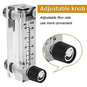 Gas Flowmeter, LZM-6T 2-20LPM/4-40SCFH Pipe Gas Flow Meter with Adjustable Control Valve, Female 1/4" BSPT Thread Interface Panel Mount Type Flowmeter for Oxygen Air Gas