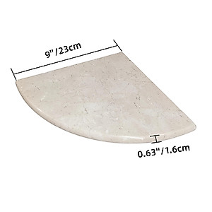 GEOONA 9'' Beige Marble Corner Shower Shelf for Bathroom Both Side Polished, Crema Marfil Marble Floating Shelves for Bath Wall Mounted (Beige - 1Pcs)