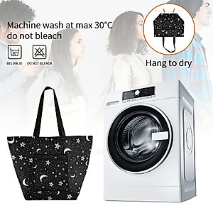 ALAZA Night Sky with Stars and Moons Foldable Shoulder Bag Recycle Shopping Bags