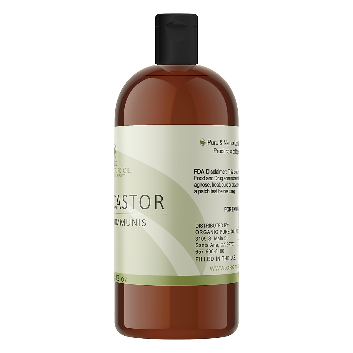 Jamaican Black Castor Oil - 32 OZ Pure, Cold Pressed, Filtered Hexane & Chemical Free, PBA-Free Plastic Caster - Hair Growth, Body, Skin - Brows, Lashes