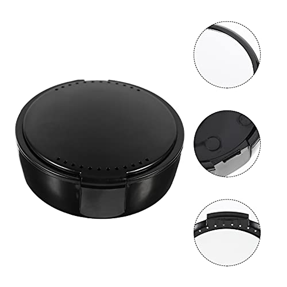 EXCEART Denture Bath Box Cup Box Holder Storage Soak Container Fake Teeth Storage Case Teeth Retainer Storage Container with Mirror for Travel Cleaning Black