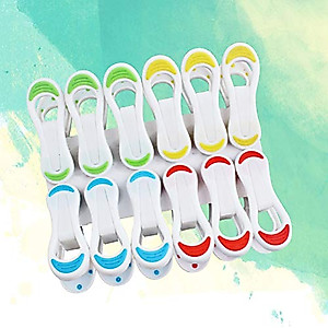 DOITOOL Clothespins, 12pcs Windproof Plastic Clothespins Anti- Slip Clothes Pins Laundry Clips for Socks Blanket Underwear (Mixed Colors)