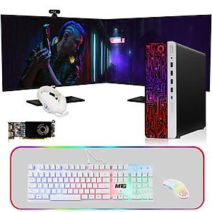 HP G3 Gaming Desktop PC, Intel Core i5 6th Gen, AMD RX 550 Graphics, 32GB RAM, 240GB SSD + 2TB HDD, MTG New 24 Inch Dual Monitor, Gaming Kit Webcam, Win 10 Pro (Renewed)