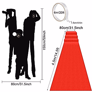6.5 x 5 ft VIP Photography Backdrop Red Carpet Backdrop Film Movie Banner Paparazzi Props Party Accessory and Runner Red Carpet Runner 2.6 x 15 ft with Carpet Tape for Theme Party Decorations