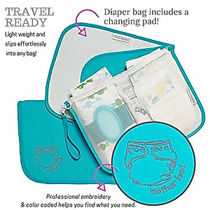 MOTHER LOAD Turquoise Diaper Bag Organizer for Diapers, Wipes and Cream, Machine Washable, Diaper Organizer with Changing Pad & Wrist-let. A Mommy Must Have for All Babies Needs