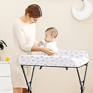 Rainbow Changing Pad Cover Diaper Changing Table Pad Covers 2 Pack 32”x17”x5.5” for Standard Baby Changing Pads Universal Microfiber Soft Cradle Sheets for Baby Boys Girls