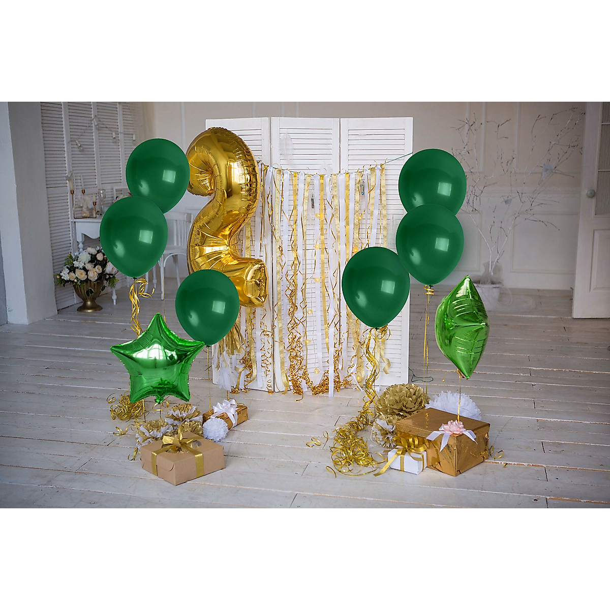 Treasures Gifted 36 Count Pine Green Latex Balloons - 12 Inch Round, Premium Latex, Durable, Versatile, Luxurious Color - Perfect for Birthday, Baby Shower - Children & Babies, Unisex