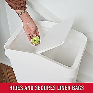 Rubbermaid Swing Top Waste Container for Home and Kitchen, Easy Access Disposal and Slim Modern Trash Can with Lid, 12.2 Gallon Capacity, White