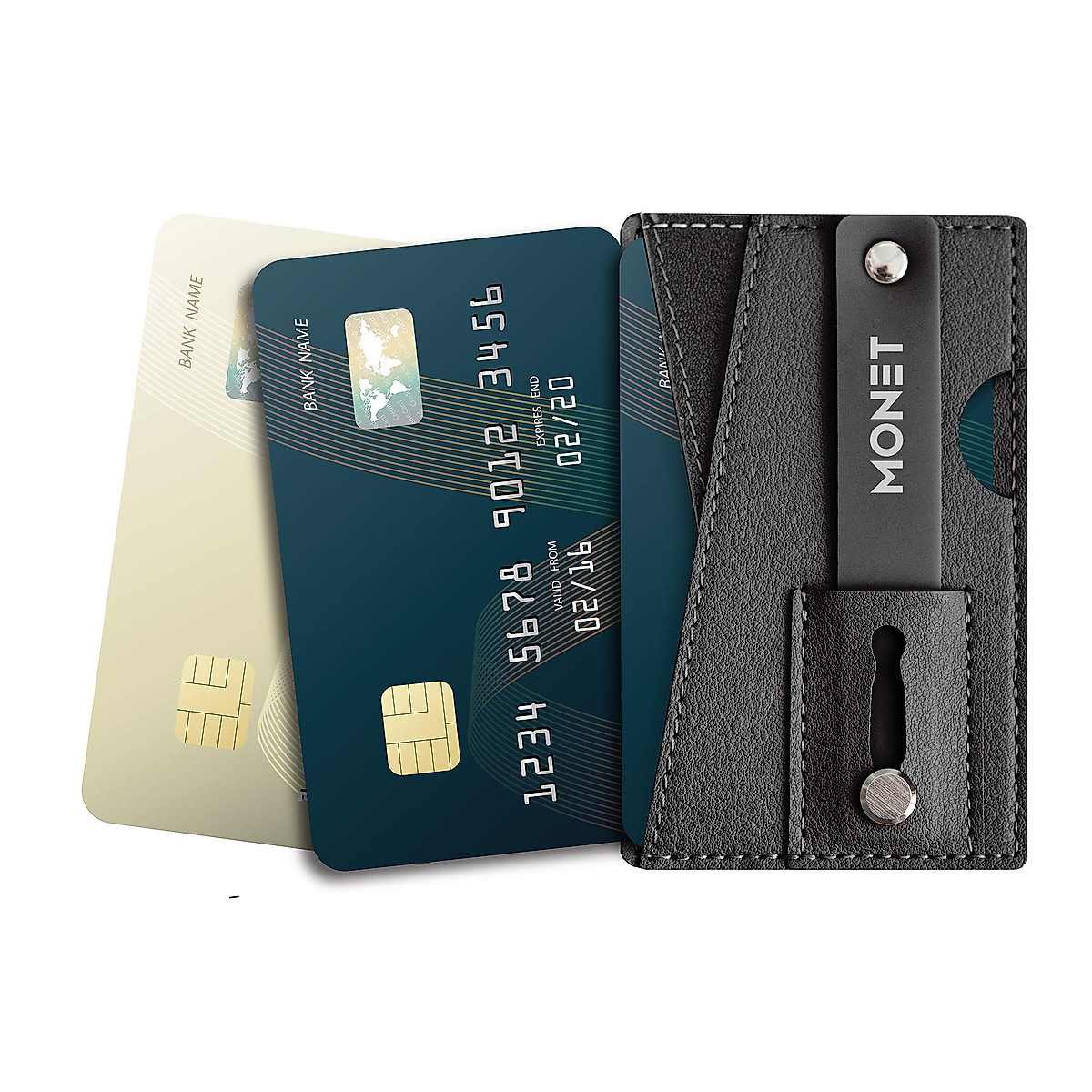 MONET Slim Wallet with Expanding Stand and Grip for Smartphones - Black Night