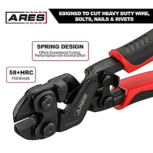 ARES 70664-8-Inch Mini Bolt Cutter - Chrome Moly Steel Construction & Induction Hardened Cutting Edges - Designed for Heavy Duty Wire, Bolt, Nail & Rivet Cutting