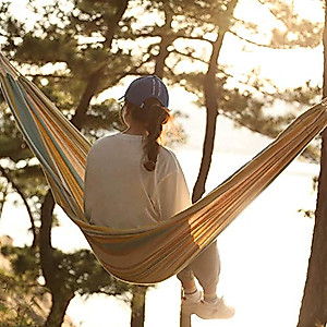 Brazilian Hammock Indoor +2 Tree Swing Hanging Straps Hammock Extra Large Canvas Canvas Hammock with Carry Bag for Patio Porch Garden Backyard Lounging Outdoor and Indoor