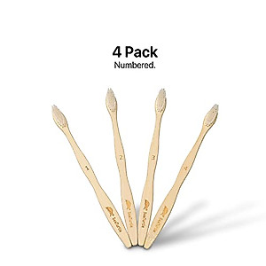SeaTurtle Plant-Based Bristles, Bamboo Toothbrushes, Soft Natural Toothbrush for Adults, 4 Pack