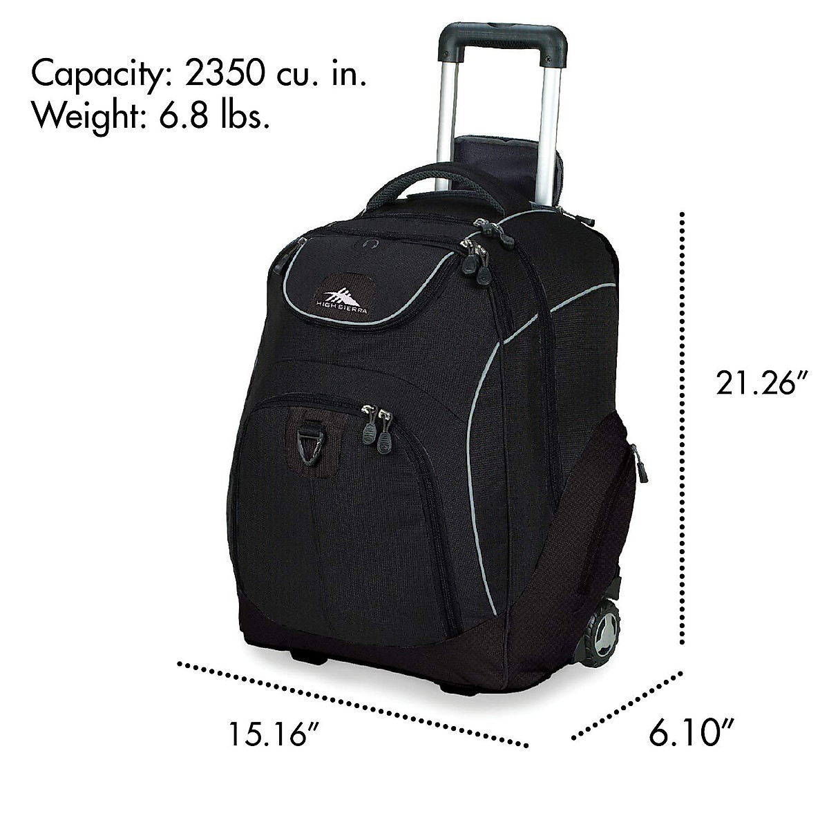 High Sierra Powerglide Wheeled Backpack, Black, One Size