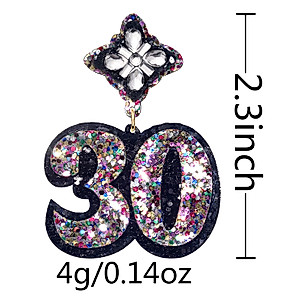 2 Pairs Birthday Earrings for Women 30th Birthday Earrings Glitter Happy Birthday Earrings Birthday Girl Rhinestone Earrings Birthday Gifts for Women Girls