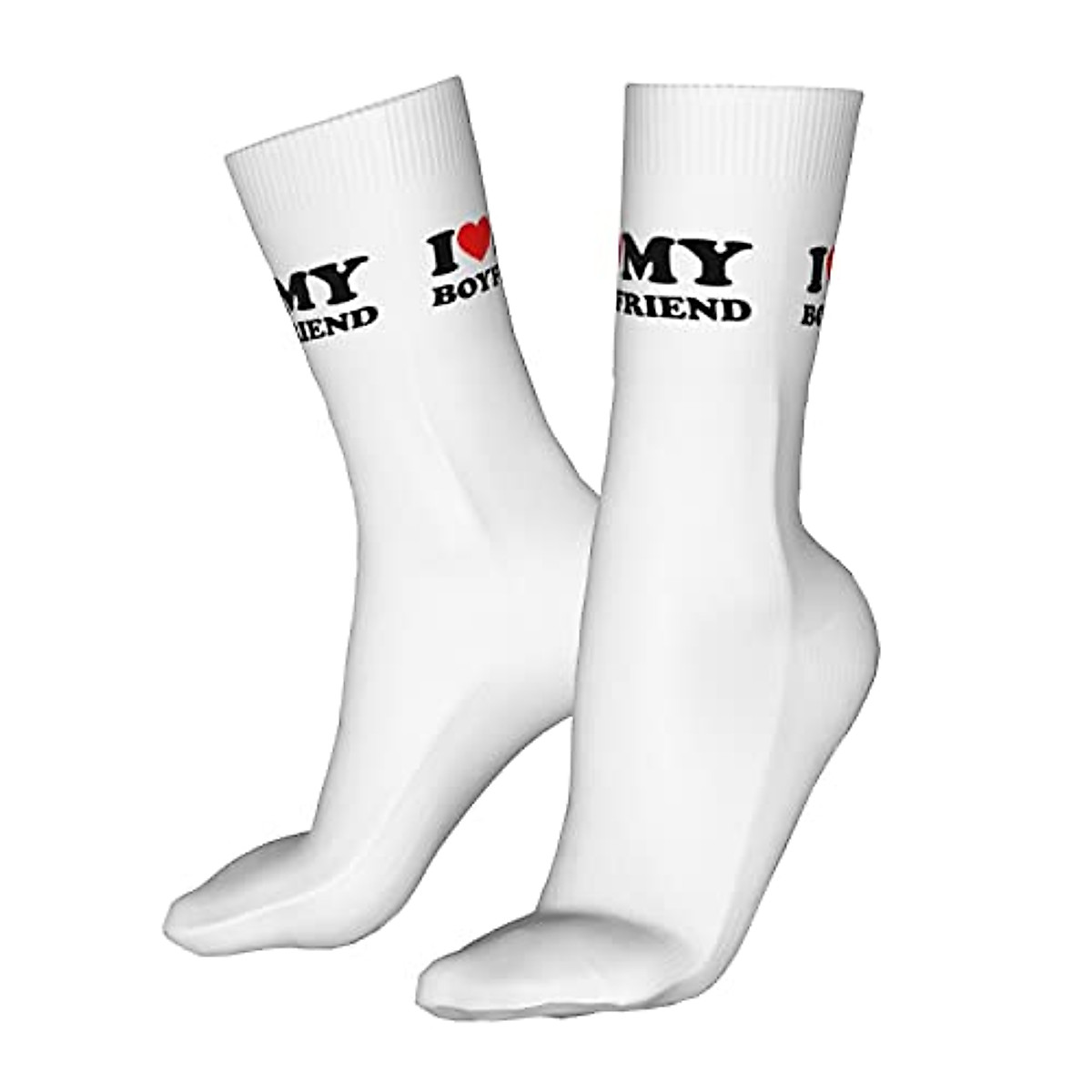 I Love My Hot Boyfriend 1 Socks Funny Socks Casual Crew Socks Compression Running Sock Moisture Wicking Novelty Christmas Gifts