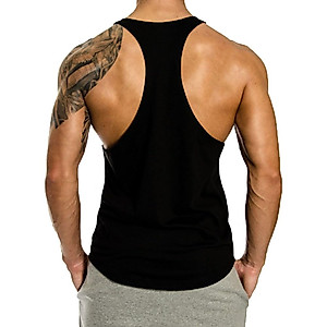 InleaderAesthetics 2 Pack Men's Tank Tops Sleeveless Shirts Y-Back Gym Workout Stringer Tank Tops Bodybuilding Fitness T-Shirts - BK+WNRD-S