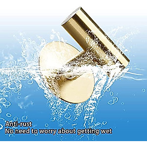 Yuzita Adhesive Towel Hooks 2 Pack Gold Heavy Duty Stainless Steel Wall Mounted Coat Hook for Towels, Robe, Hat, Sponges, Keys - Kitchen Bedroom Bathroom Door (Gold)