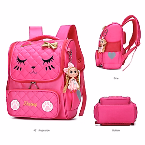 AO ALI VICTORY Girls Backpacks, Waterproof Cute Backpack for Kids Toddler Girl Preschool Bookbags Elementary School Bags (Small, A-Rose Red)