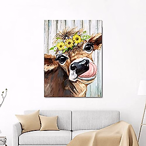 CEUHROG Cow Diamond Painting Kits for Adults - 5D Diamond Art Kits for Adults Kids Beginner, DIY Full Drill Diamond Dots Paintings with Diamonds Gem Art Crafts for Adults Home Wall Decor 12x16inch