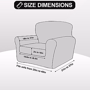 FestiCorp Sofa Cover, Velvet Couch Covers for Dogs, Stretch Sofa Slipcovers, Thick Furniture Covers for Pets, Washable Chair Cover, Armchair, Grey