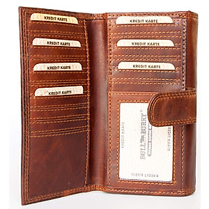 Double Sided RFID Leather Wallet Bull Burry Whole Made of a Strong Genuine Cowhide Brown One Size BB 160000 L101 BRN Vintage Double Sided Medium Brown
