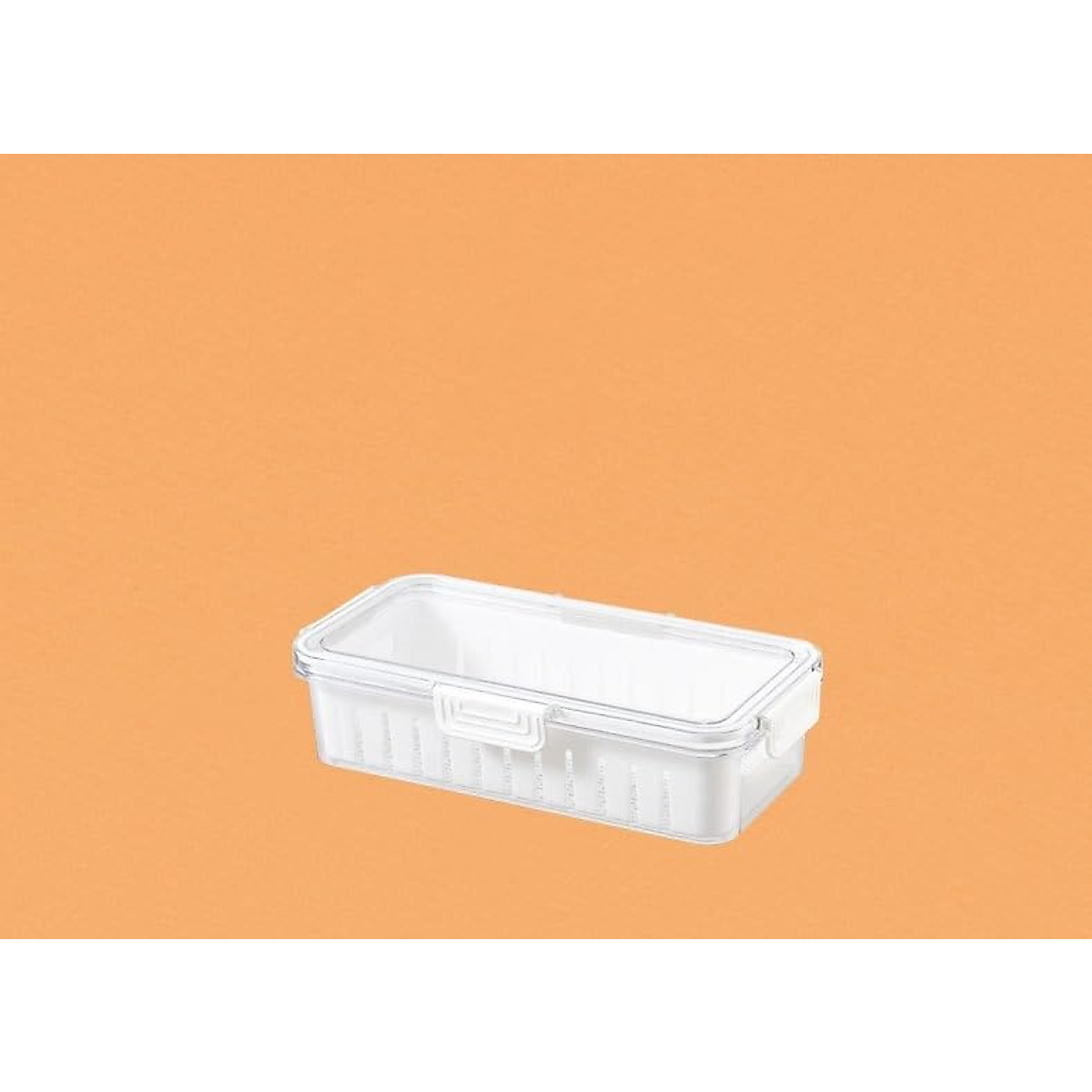 Frianchlly 1PCS Produce Saver Rectangular Food Storage Container, White, 11.5 x 3 x 3 Inches, Airtight, Leak Proof, Reusable, Durable, Dishwasher Safe