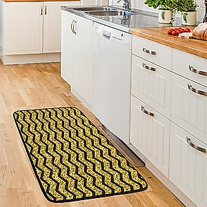 Gublec Black Ripple Kitchen Mats Cushioned Anti Fatigue Kitchen Rugs Non Slip Washable Floor Mats for Home Office Sink Laundry 39 x 20 Inch