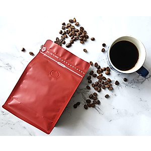 50 Count 16oz Red Coffee Bags with Aluminum Foil Liner, High Barrier Coffee Pouches with Degassing Valve, Ziplock Food Storage Bags with Pull Tape, Pack of 50, 16oz/1lb/500gram