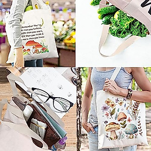 CMNIM Mushroom Tote Bag Canvas Aesthetic Mushroom Canvas Tote Bag for Women Reusable Grocery Bag School Book bag Tote (Mushroom Tote Bag)