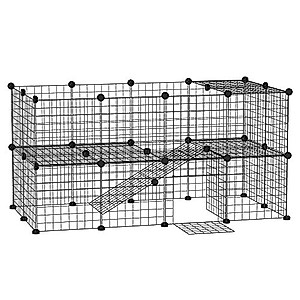 PawHut Pet Playpen DIY Small Animal Cage 36 Panels Portable Metal Wire Yard Fence with Door and Ramp for Rabbits, Kitten, Puppy 14 x 14 in