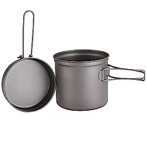 TWDYC 1100ml Cookware Set Ultralight Titanium Pot Frying Pan Outdoor Camping Titanium Bowl Titanium Cup Picnic