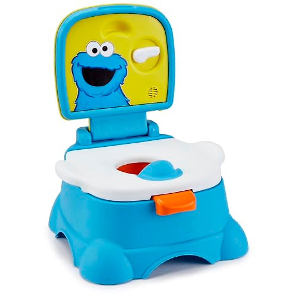 Sesame Street Cookie Monster Terrific 3-in-1 Potty Training Toilet Seat and Step Stool, Easy to Clean Design with Flush Handle and Sounds, Great for Travel, Perfect for Toddler Boys and Girls 1-3