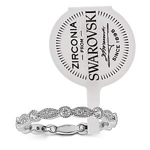 Oro Leoni 925 Sterling Silver Cubic Zirconia Eternity Band Ring. 8