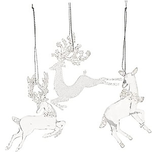 Abaodam 3pcs Deer Pendant Christmas Decor Flying Deer Ornament Acrylic Reindeer Figurine Elk Pendant Decor Elk Xmas Decor Elk Decoration Christmas Elk Pendant Acrylic Christmas Tree