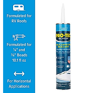 Camco Self-Leveling RV Roof Sealant | Creates a Strong Seal Along Your RV's Roof Edges, Vent Pipes & Air Vents | Easy to Apply | for Horizontal Applications (41464), White