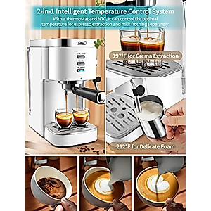Gevi Espresso Machines 20 Bar Fast Heating Commercial Automatic Cappuccino Coffee Maker with Foaming Milk Frother Wand for Espresso, Latte Macchiato, 1.2L Removable Water Tank