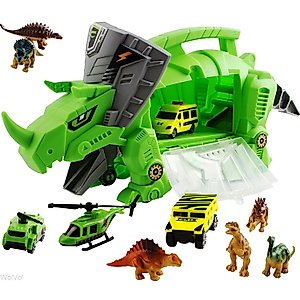 WolVolk Perfect Dinosaur Storage Carrier for Your Dinosaurs and Cars (Includes Mini Dinosaurs and car Toys)