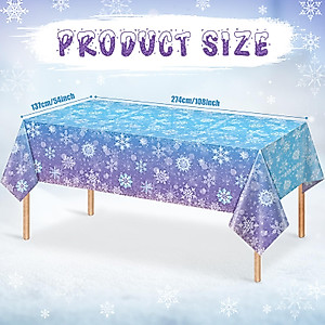3 Pack Winter Snowflake Plastic Tablecloth Decorations, Blue and Purple Snowflake Winter Wonderland Disposable Table Cover for Christmas Winter Holiday New Year Party Supplies Decorations, 54x108 Inch