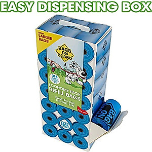 Bags On Board Dog Poop Bags | Strong, Leak Proof Dog Waste Bags | 9 x14 Inches, 315 Blue Bags