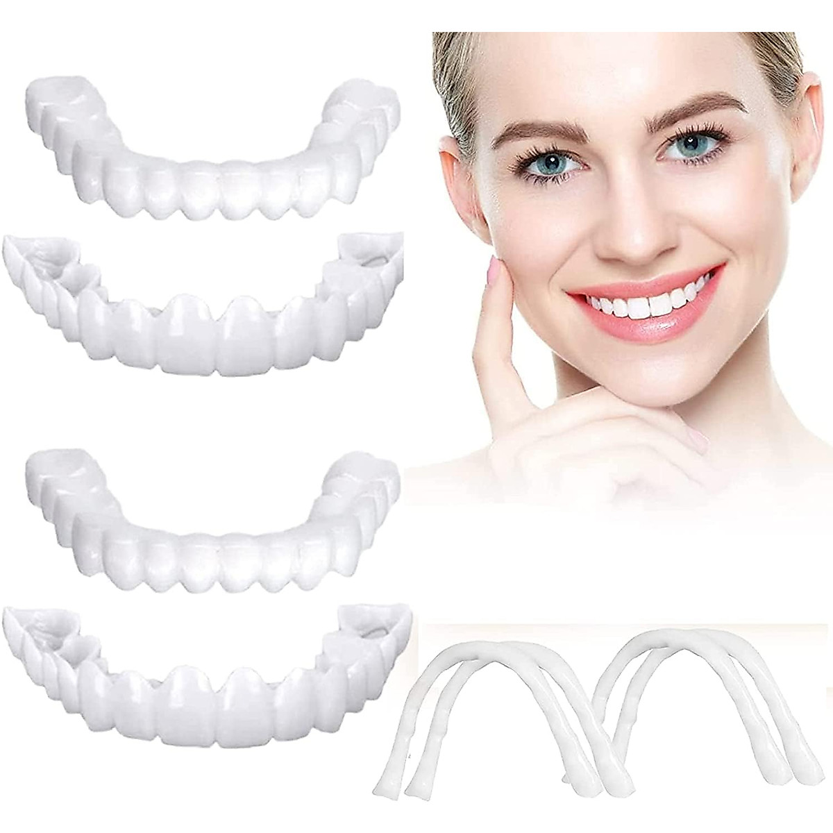 4 PCS Temporary dentures with Veneer for Both Men and Women, Covering Imperfect Teeth,Nature and Comfortable Veneers to Regain Confident Smile-QQ11