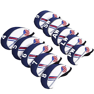 Dark Horse Golf White & Blue US Flag Neoprene Golf Club Head Cover Wedge Iron Protective Headcover For Titleist, Callaway, Ping, Taylormade, Cobra, Nike, Etc.