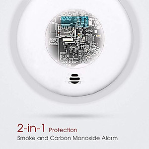 Combination Smoke and Carbon Monoxide Detector Alarm, 2-Pack Beeps Warning Smoke and CO Alarms for Basements Travel Home Office House Bedroom Living Room Car, Battery Operated, Comply with UL 217/2034