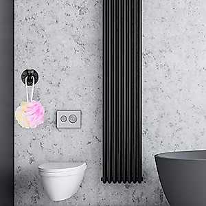 Pynsseu Industrial Pipe Hooks 3 Pack, Pynsseu Iron Robe and Towel Hook, Heavy Duty DIY Wall Mounted Rustic Coat Hanger Hat Holder, Matte Black Hook