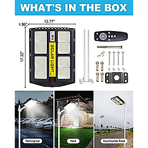 Solar Street Light Outdoor, Solar Security Lights Motion Sensor, 840LED Wide-Angle Super Bright Daylight White Solar Powered Flood Light for Yard, Fence, Garden, Patio, Front Door, Shed, Deck, Path