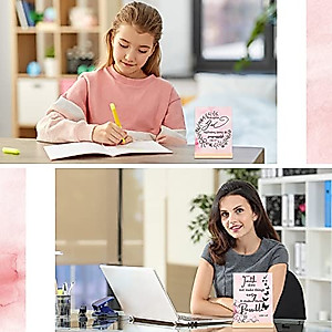 4 Pieces Inspirational Quotes Desk Decor Christian Home Decors Pink Motivational Bible Wood Block Plaque Table Signs Decorative Table Sign Centerpiece for Women Desk Office Decor Gift for Girls