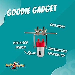 Busy Bird | Goodie Gadget Foraging Bird Toy - Spins on Axis with Peek-A-Boo Window - 100% Metal, Ultimate Brain Teaser and Mind Game for Medium to Extra Large Birds