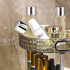 ROWNYEON Rotating Makeup Organizer 2 Tier Skincare Organizers with Handle Bathroom Organizer Perfume Organizer Spinning Cosmetics Organizer for Vanity，Cabinets, Pantry, Fridge, Countertops，Kitchen